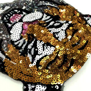 Tiger Head Sequined Applique Patch,paillette Patch,sequins Tiger Patch ...
