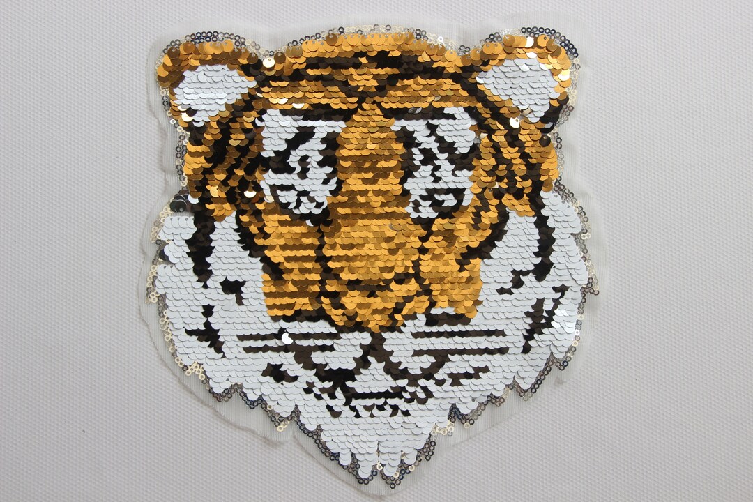 Tiger Head Sequined Applique Patch,paillette Patch,sequins Tiger Patch ...