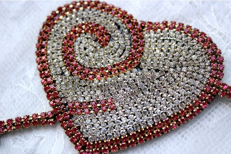 Delicate Embroidery Rhinestone Heart Sequined Applique | Etsy