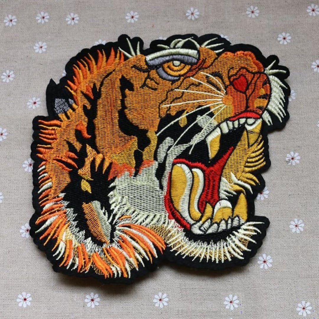Large Tiger Head Embroidery Applique Patch,embroideried Tiger Patch ...