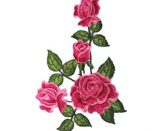 2 Pink Flower Patches. Pretty in Pink With Silver Accents - Etsy