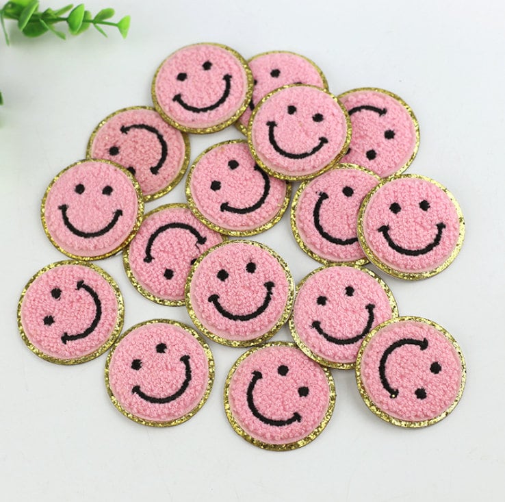 2 Pieces Colorful Chenille Smile Embroidered Iron on Applique Patch ...