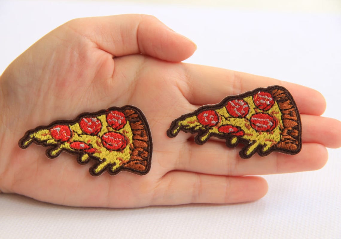 2 Pieces Pizza Embroidery Iron on Applique Patchembroideried - Etsy