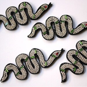 Delicate Embroidery Snake Sequined Beaded Applique Patch,rhinestone ...