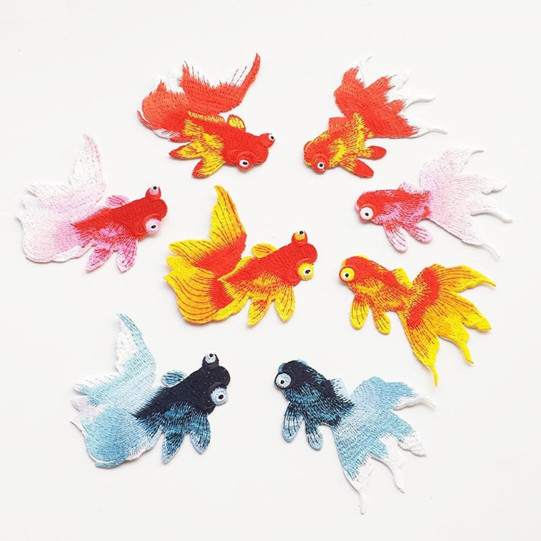 A Pair of Embroidered Iron on Goldfish Applique Patch,iron on Fishes ...