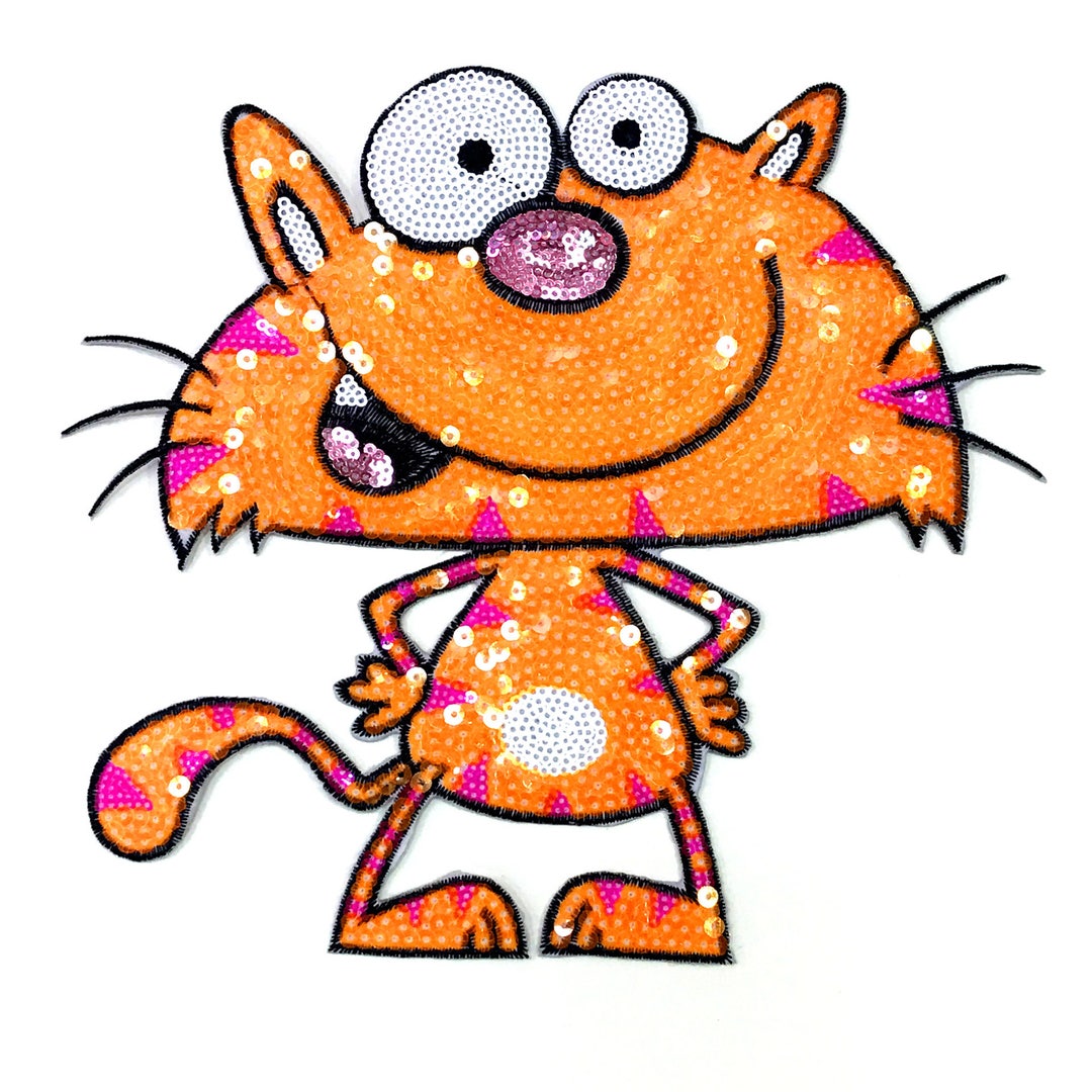 Cartoon Cat Sequined Applique Patch,paillette Patch,sequins Patch ...