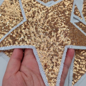 2 Pieces Gold Stars Iron on Sequined Applique Patch,sequins Star Patch ...