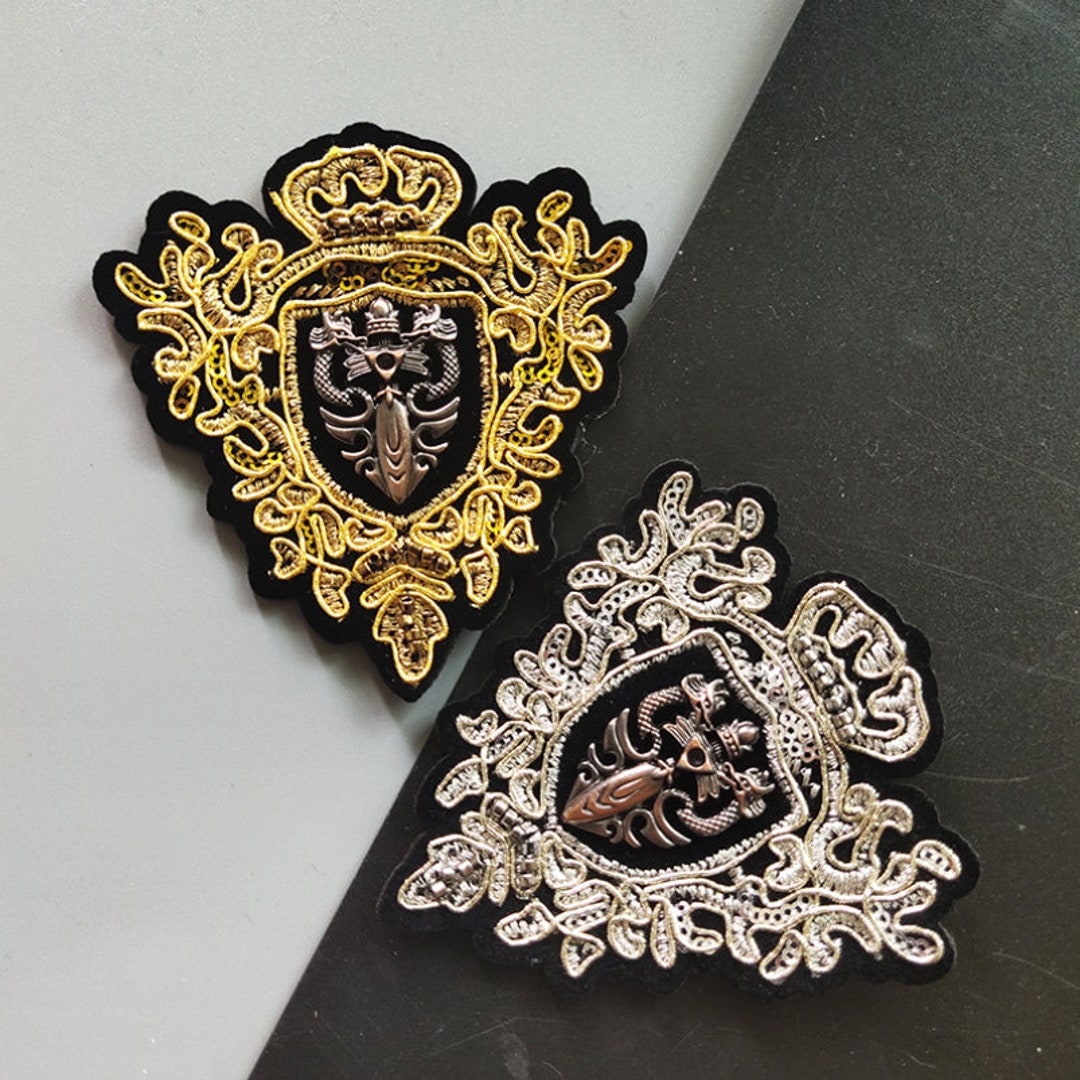 Delicate Gold Scarab Embroidered Applique Patch,embroidery Crown Patch ...