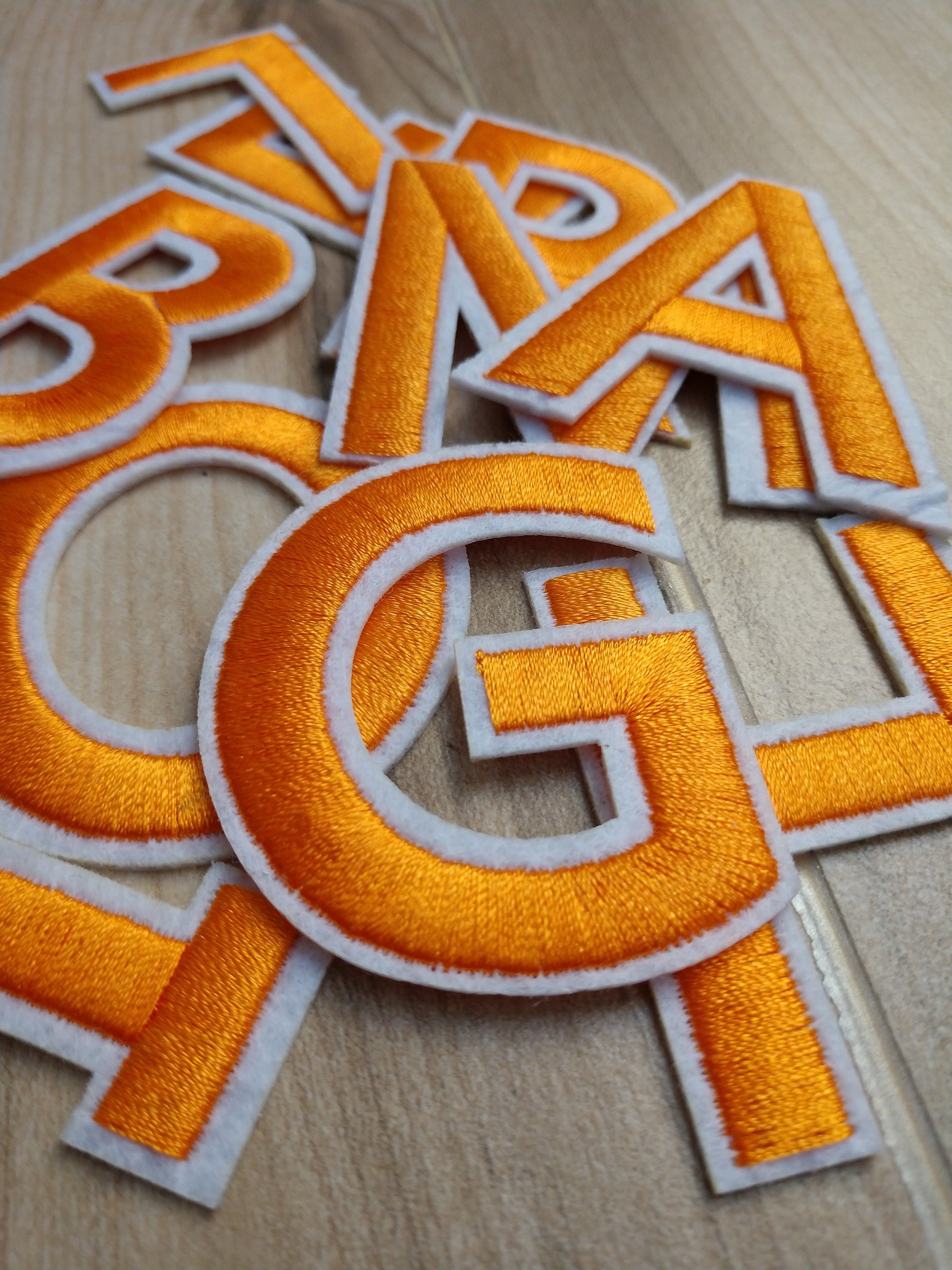 Orange Embroidered Iron on Letters Applique Patchiron on Name | Etsy