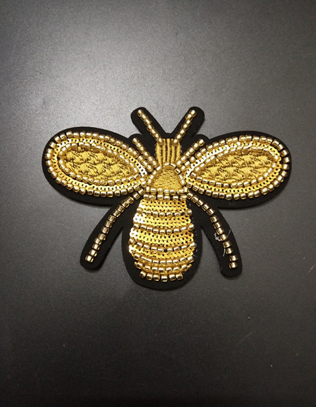 Gold Bee Embroidery Beaded Sequined Applique Patch,beaded Bee Patch ...