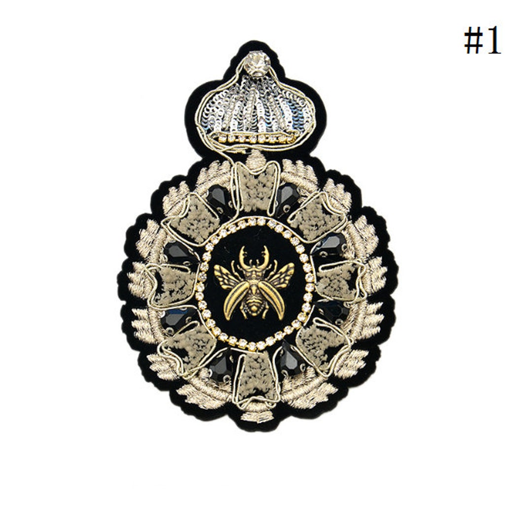Delicate Silver Crown Beetle Embroidered Applique Patch,embroidery ...
