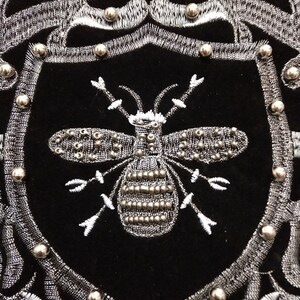 Delicate Silver or Gold Embroidered Applique Patch,embroidery Crown Bee ...