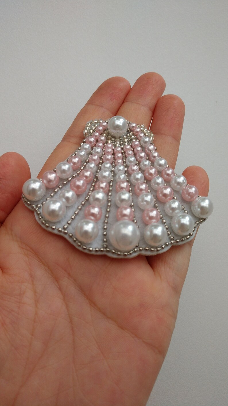 Starfish or Shell Pearl Embroidery Applique Patch,beaded Starfish Patch ...