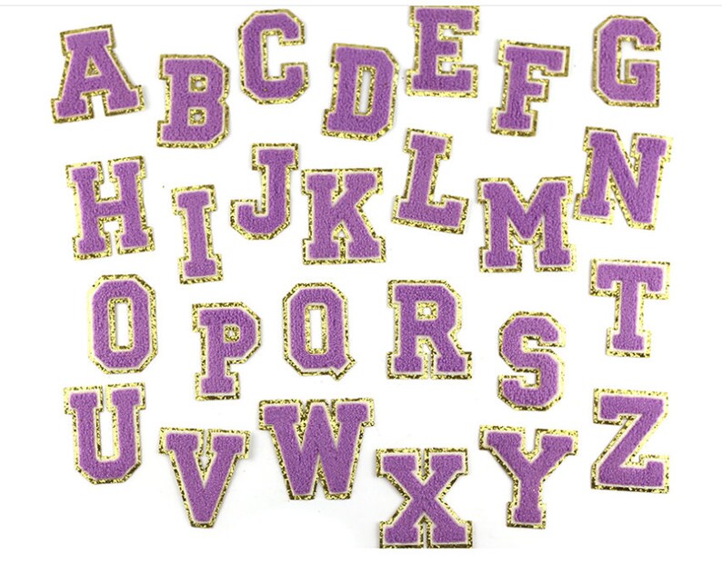 Purple Embroidered Letter Iron on Applique Patchembroidery - Etsy