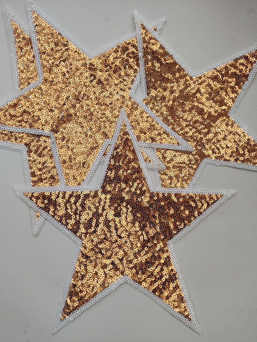 2 Pieces Gold Stars Iron on Sequined Applique Patch,sequins Star Patch ...