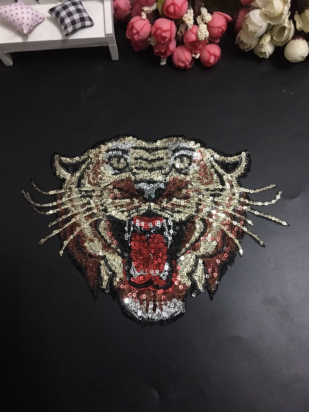 Tiger Sequined Applique Patch,paillette Patch,sequins Tiger Patch ...
