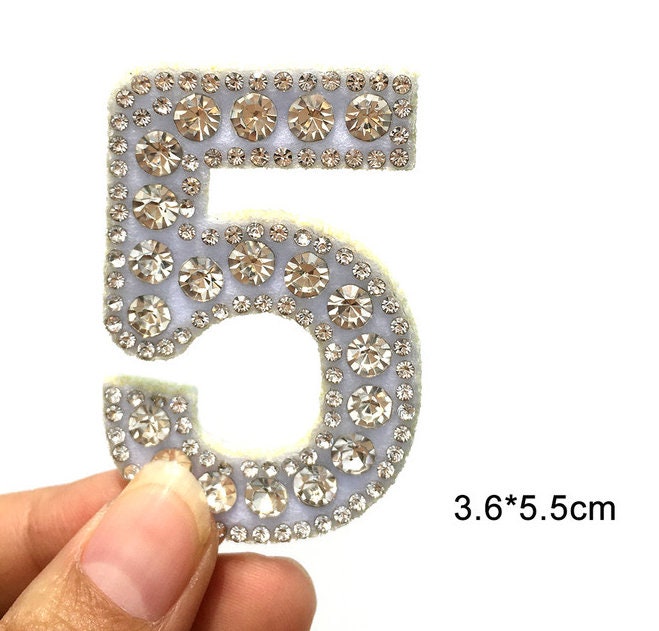White Diamond and Rhinestone iron on Numbers Applique | Etsy
