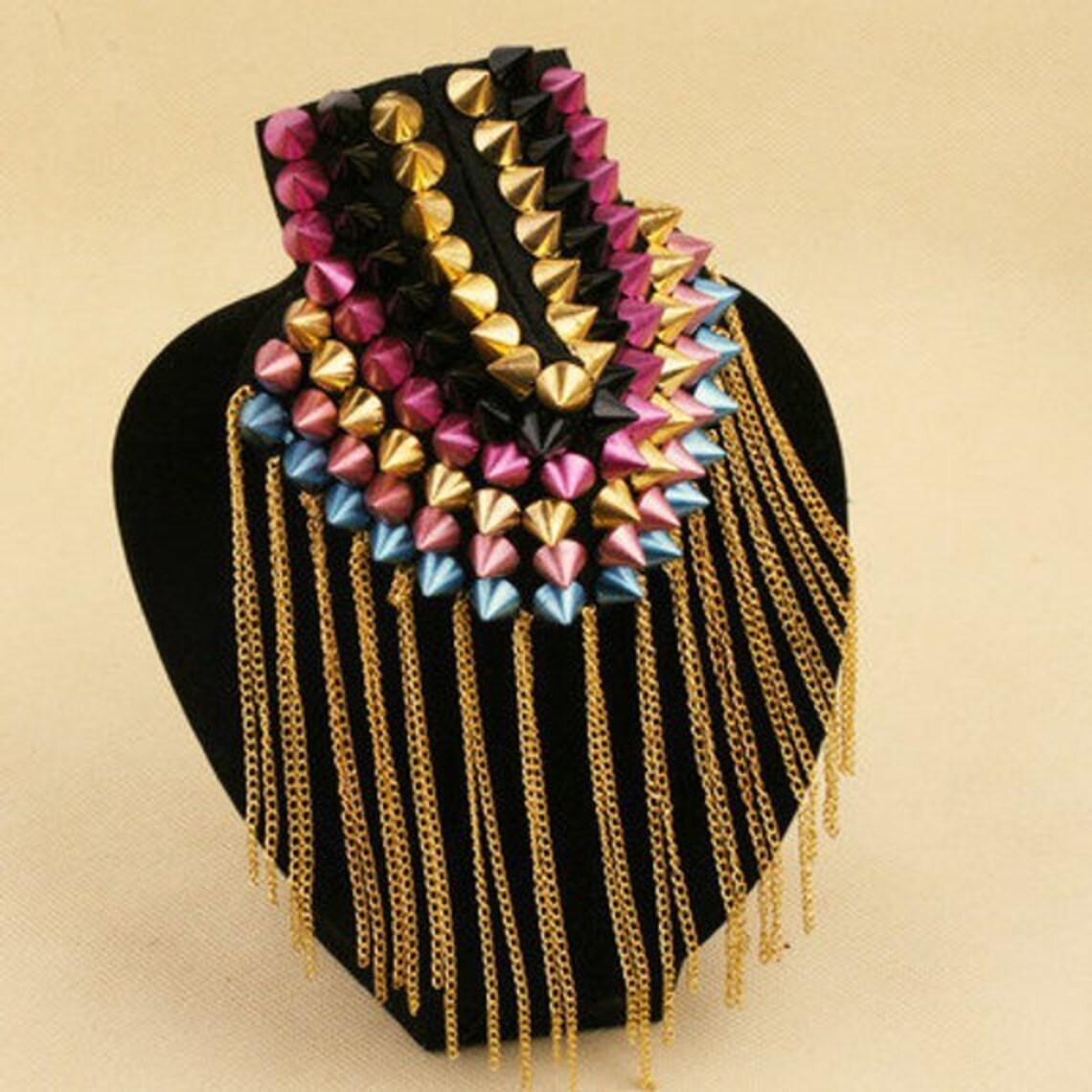 A Pair of Colorful Tassels Epaulet,handmade Shoulder Pad,gold Studs ...