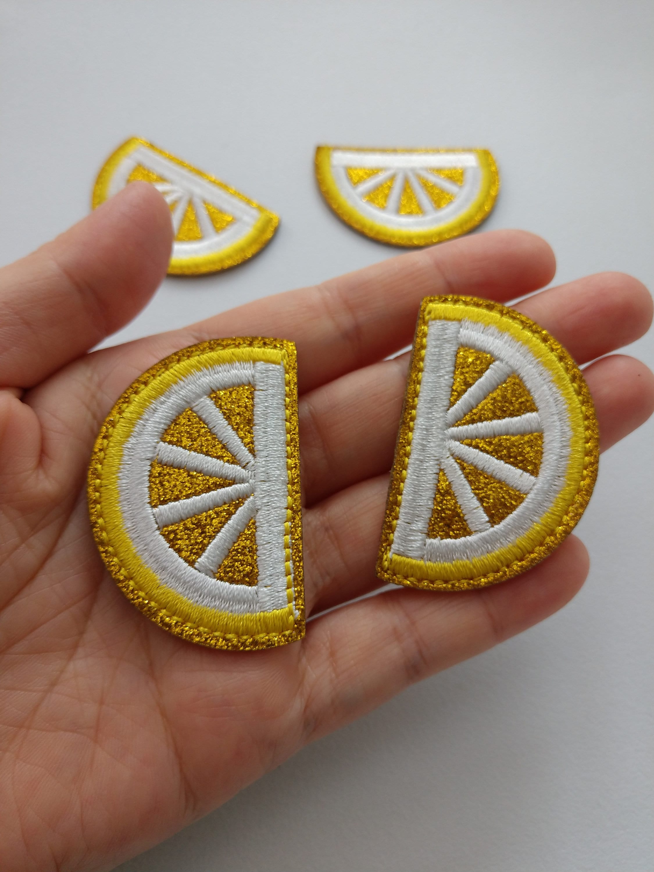 A Pair of Lemon Embroidered Iron On Applique PatchEmbroidery | Etsy