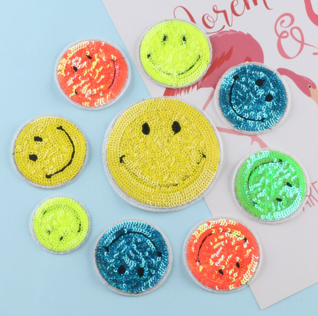 7 Pieces Smile Sequined Applique Patch,paillette Patch,sequins Smile ...
