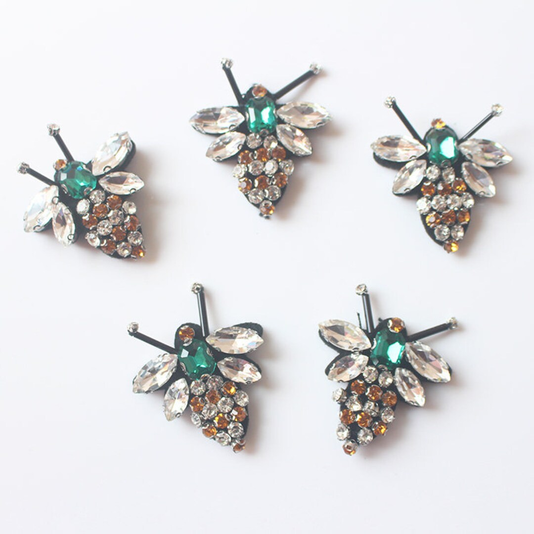 2 Pieces Embroidery Bee Sequined Beaded Applique Patch,beaded Bee Patch ...