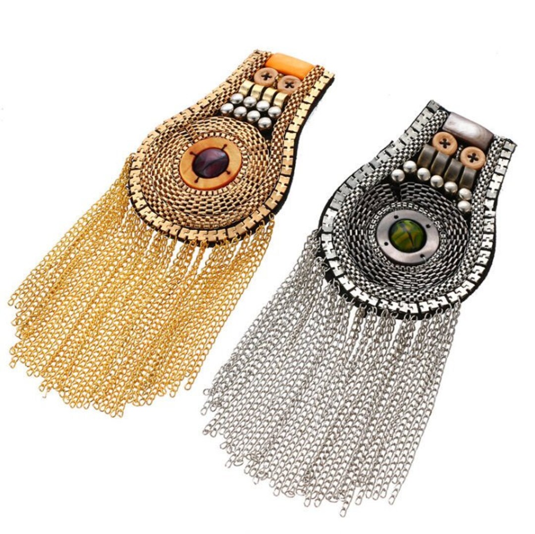 A Pair of Gold or Silver Tassels Epaulet,handmade Shoulder Pad,gold ...