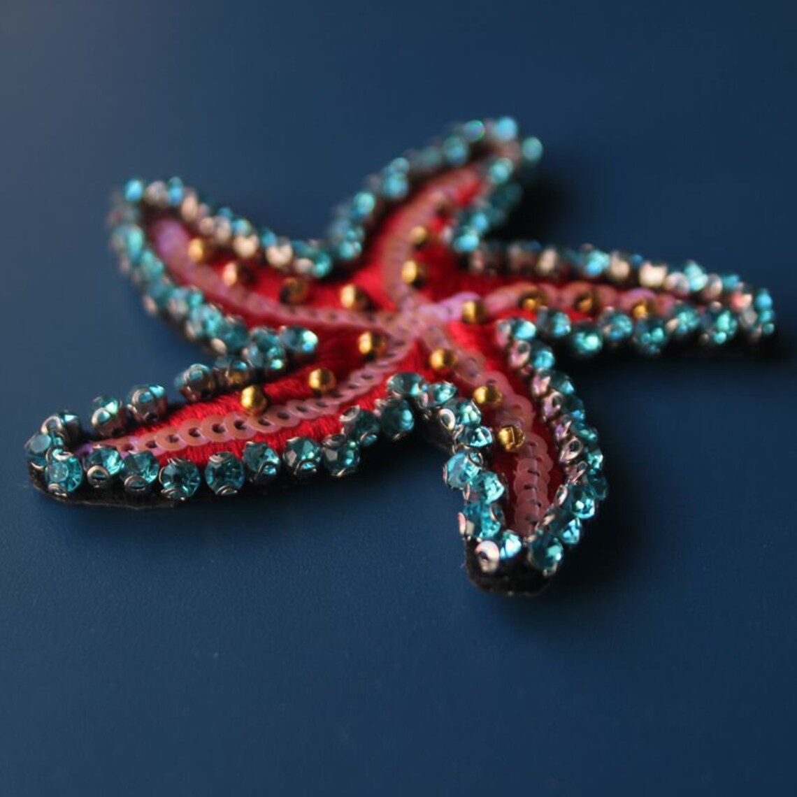 Delicate Starfish Embroidery Rhinestone Applique Patch,beaded Starfish ...