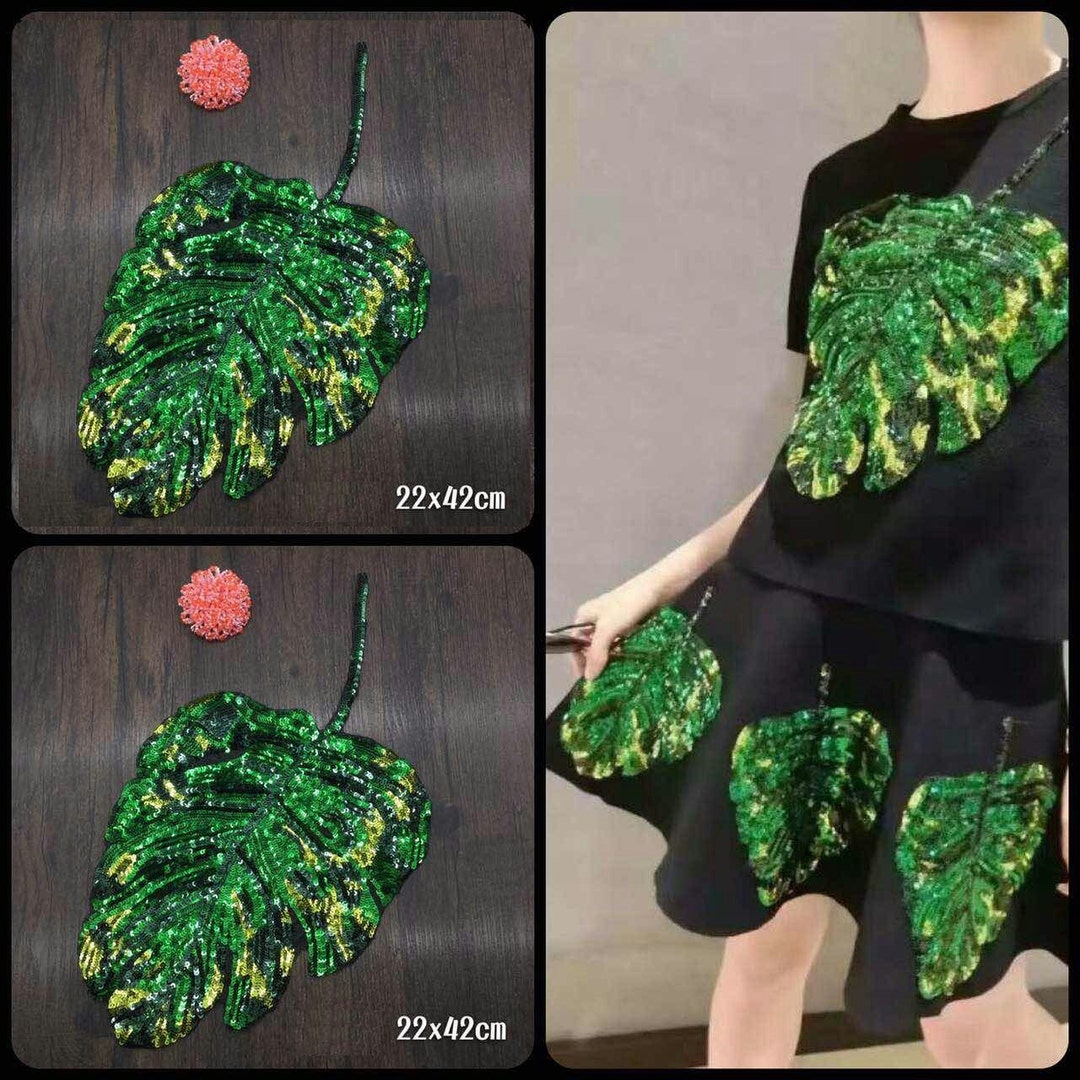 Leaf Sequined Applique Patch,paillette Patch,sequins Patch Supplies for ...