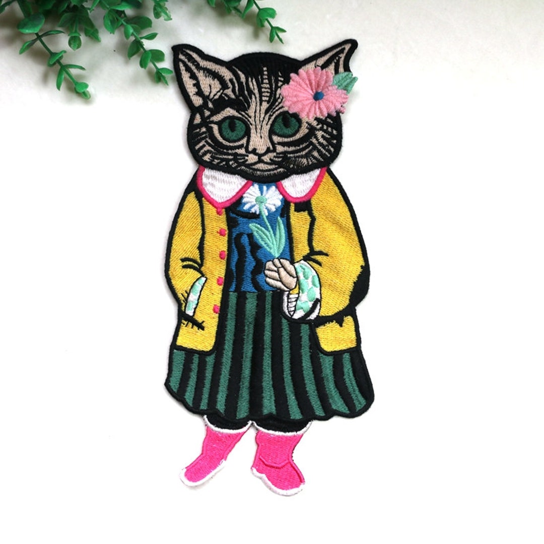 Cat Embroidery Applique Patch,embroidered Cat Patch Supplies for Coat,t ...