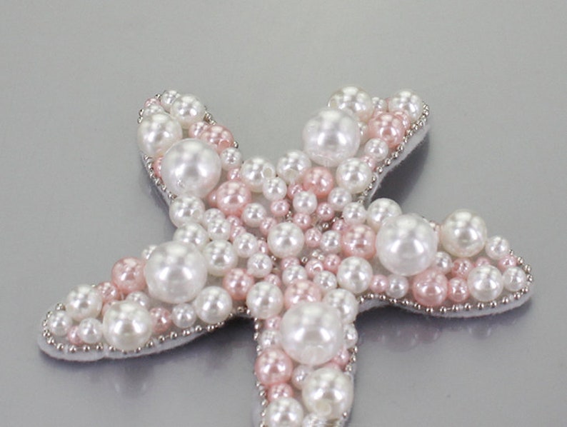 Starfish or Shell Pearl Embroidery Applique Patch,beaded Starfish Patch ...