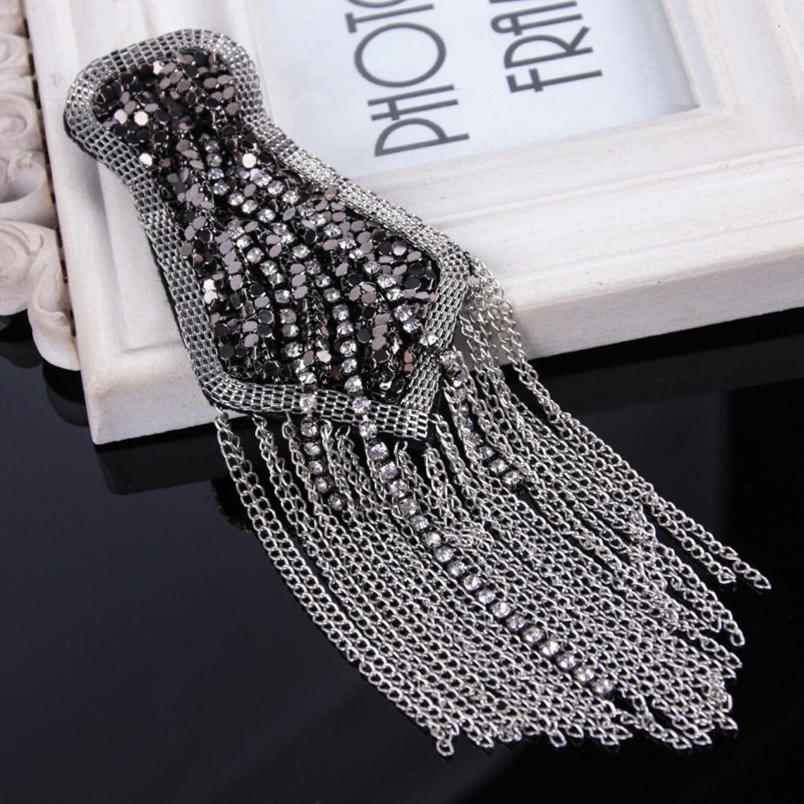 A Pair of Diamond Tassels Epaulet,handmade Shoulder Pad,beading Studs ...