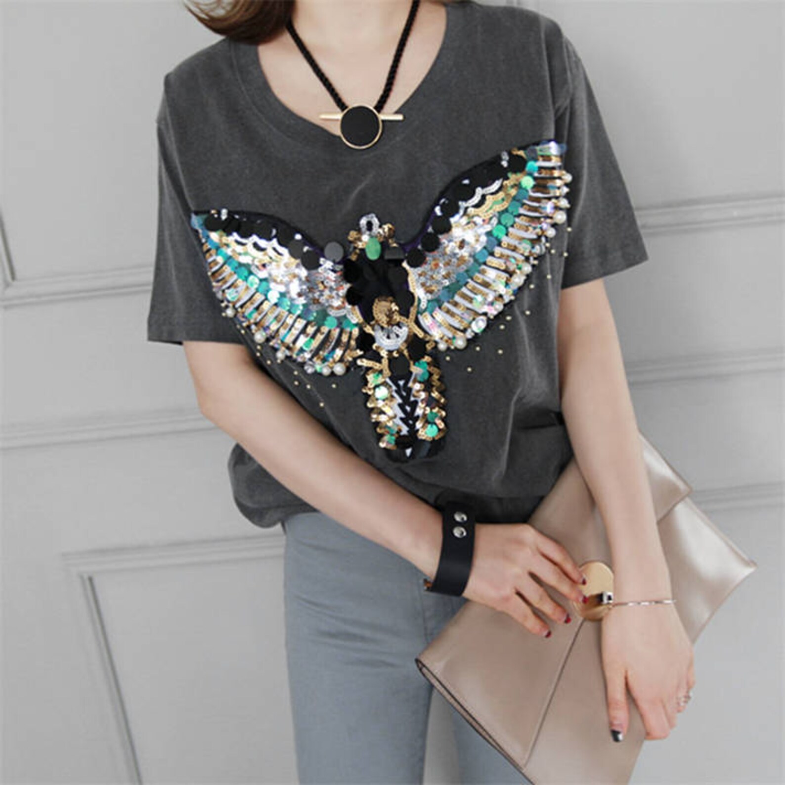 Flying Eagle Sequined Applique Patch,paillette Patch,sequins Bird Patch Supplies for Coat,t ...