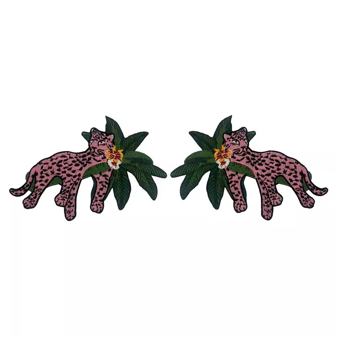 A Pair of Embroidered Leopard Applique Patch,vintage Leopard Head Patch ...