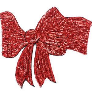 Huge Red Bow Sequined Applique Patch,paillette Patch,sequins Patch Supplies for Coat,t-shirt ...