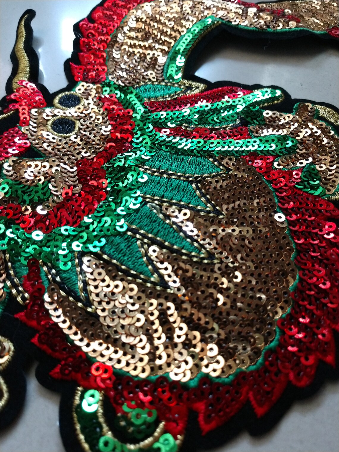 A Pair Golden Dragon Sequined Applique Patchpaillette - Etsy