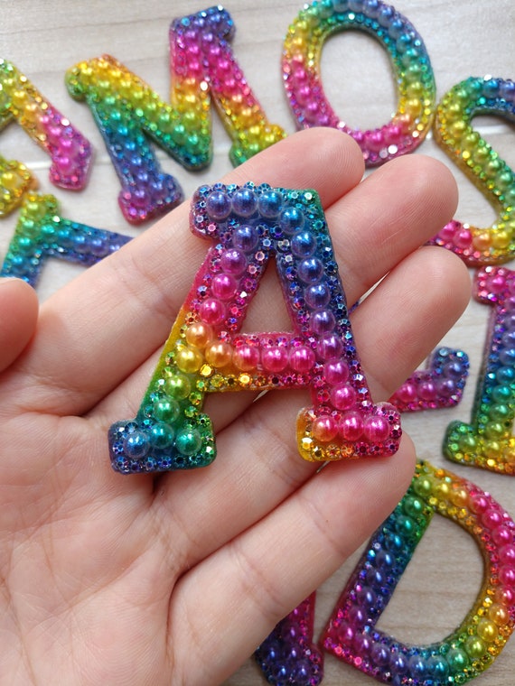 Colorful Pearl and Rhinestone Letters Iron on Applique - Etsy