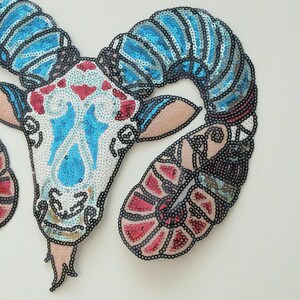 Wild Sheep Head Sequined Applique Patch,paillette Patch,sequins Sheep ...