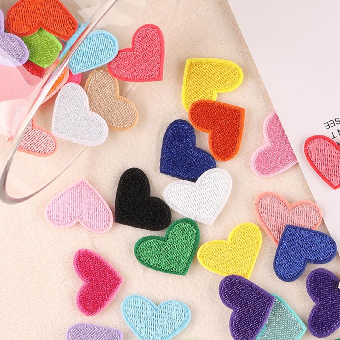 20 Pieces Heart Embroidery Iron on Applique Patch,embroidered Hearts ...