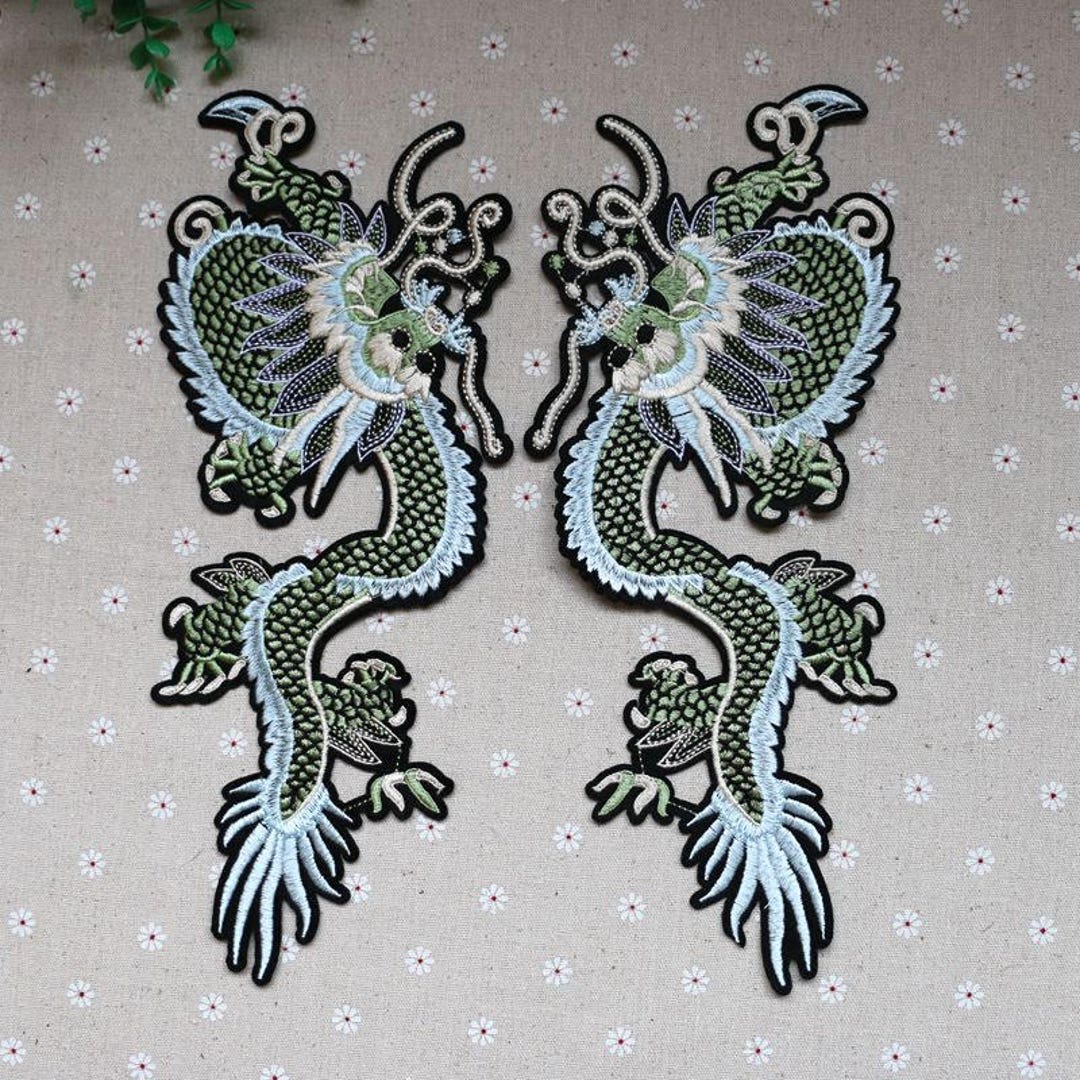 One Pair of Delicate Embroidered Dragon Applique Patch,vintage Dragon ...