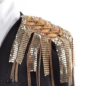 A Pair of Silver or Gold Tassels Epaulet,handmade Shoulder Pad,gold ...