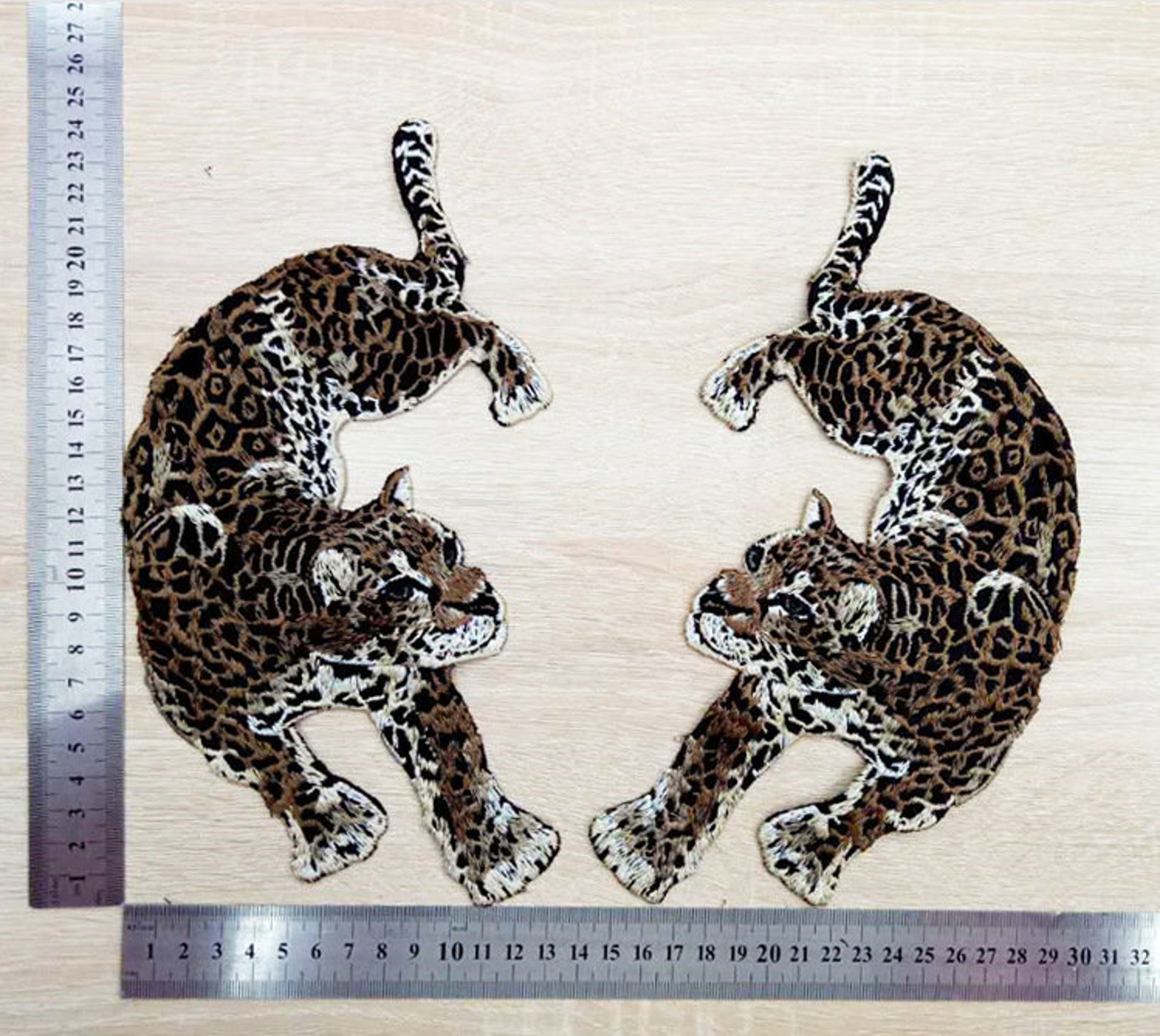 A Pair of Leopard Embroidered Applique Patchembroidery | Etsy