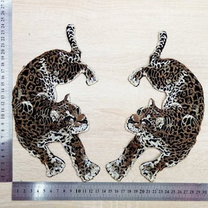 A Pair of Leopard Embroidered Applique Patch,embroidery Leopard Patch ...