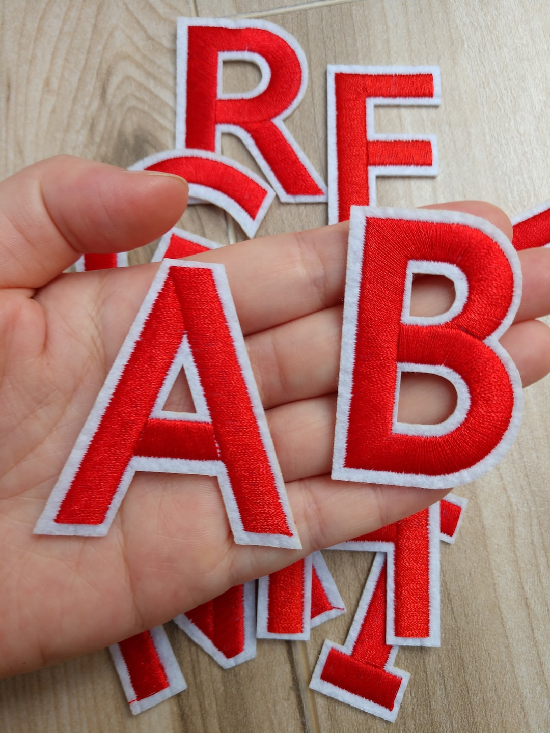 Red Embroidered Iron on Letters Applique Patch,iron on Name Letters ...