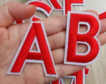 Red Letters Patch Alphabet Embroidered Applique Cloting Decoration or ...