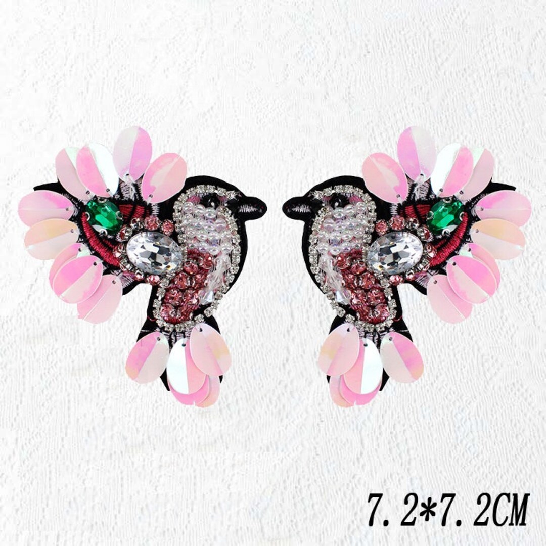 A Pair of Bird Rhinestone Embroidery Sequined Patch,beaded Birds Patch ...