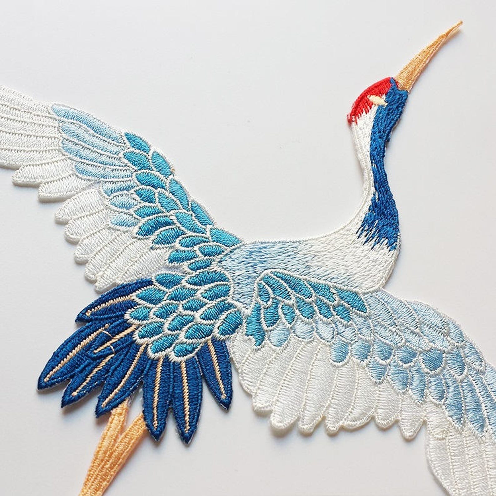 Delicate Blue Cranes Embroidered Applique Patchembroidery - Etsy