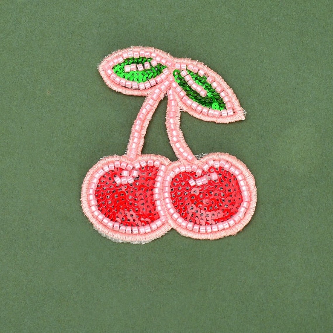 Cherry Beaded Embroidery Sequined Applique Patch,beaded Cherry Patch ...