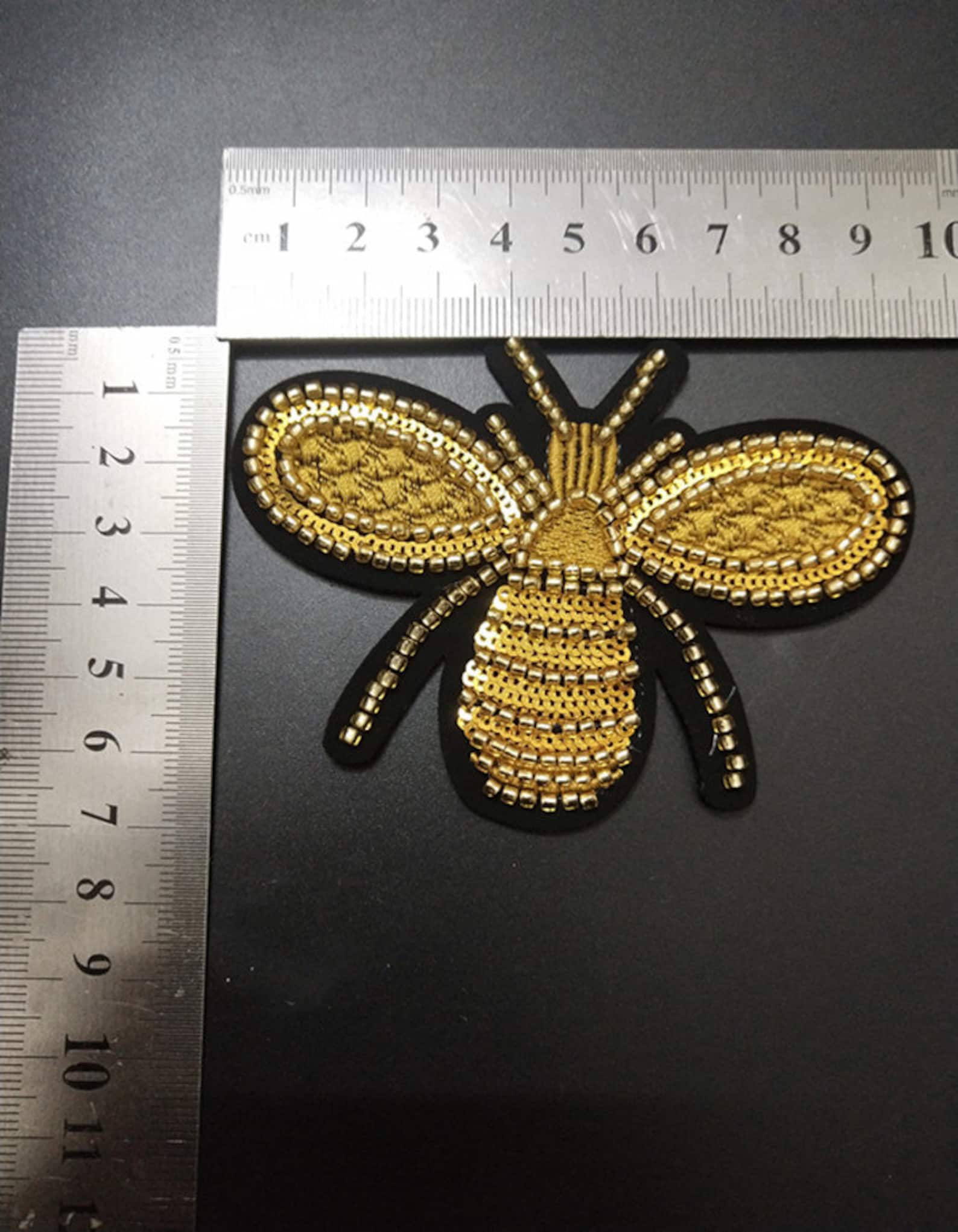 Gold Bee Embroidery Beaded Sequined Applique Patch,beaded Bee Patch ...