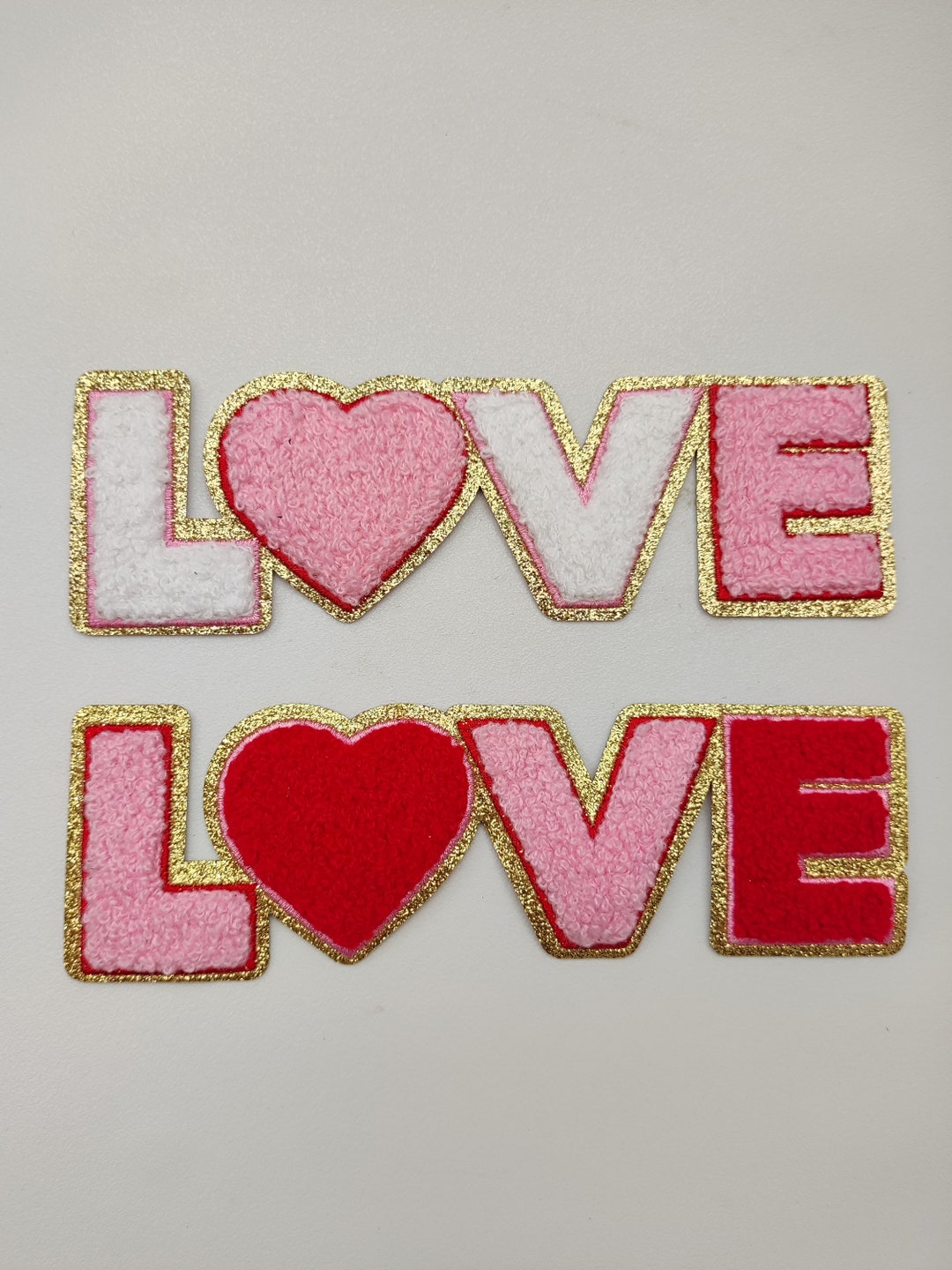 Pink or Red Love Embroidered Iron on Applique Patch,embroidery Love ...