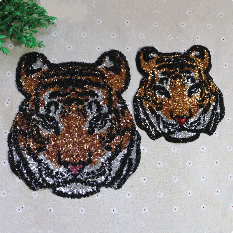 Large Tiger Head Sequined Applique Patchpaillette | Etsy